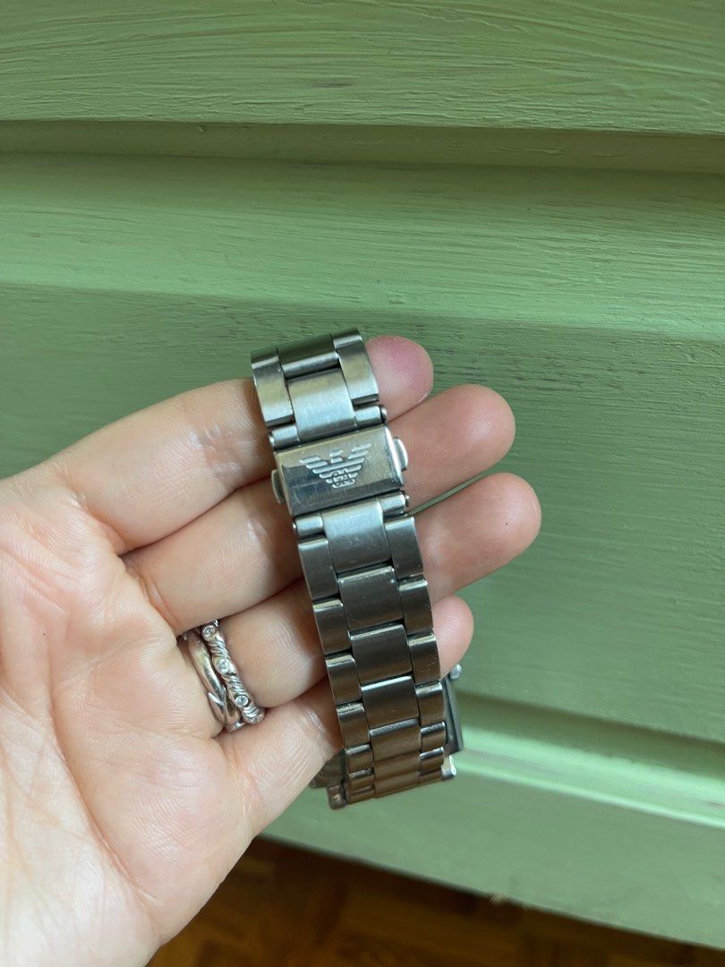 Emporio Armani Watch Silver Tone Rectangle Black Dial, Luxury, Watches ...