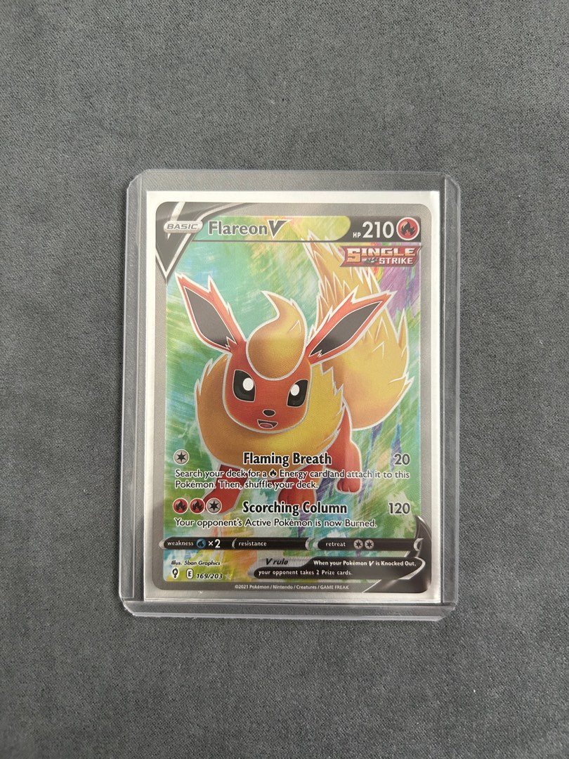 Flareon V Full Art SWSH07 Evolving Skies, Hobbies & Toys, Toys & Games ...