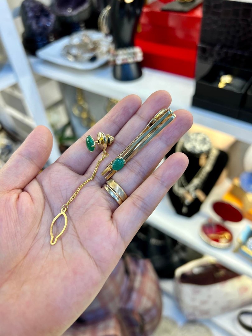 Gold Plated Jade Pin Set From Japan on Carousell