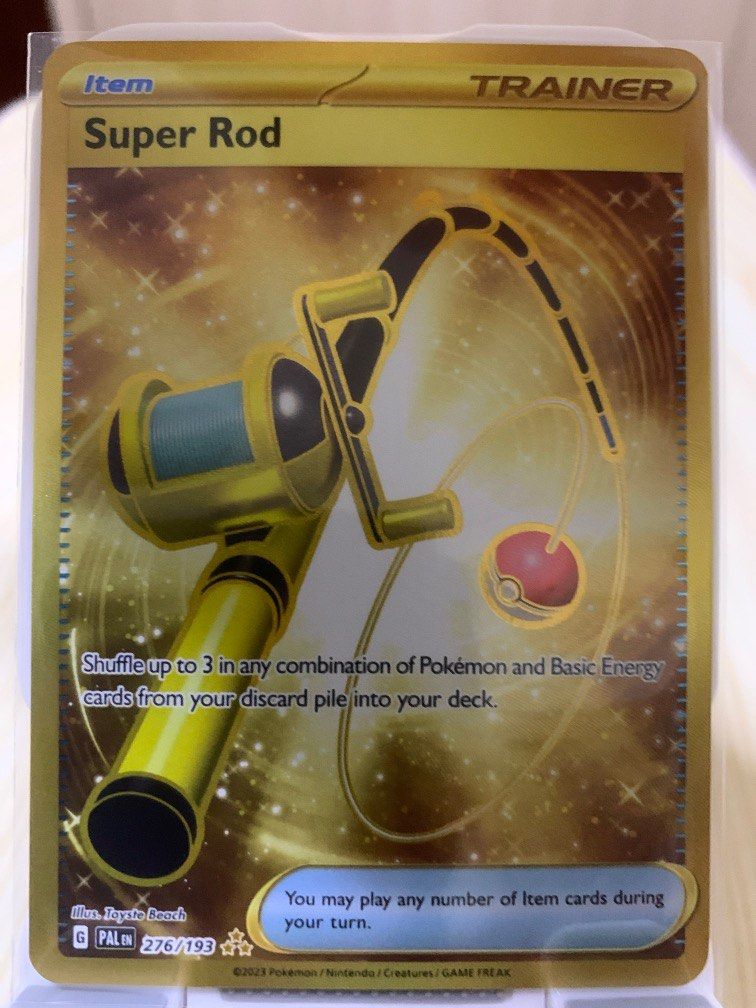Gold Super Rod Secret Rare| Pokemon TCG SV02 Paldea Evolved, Hobbies ...