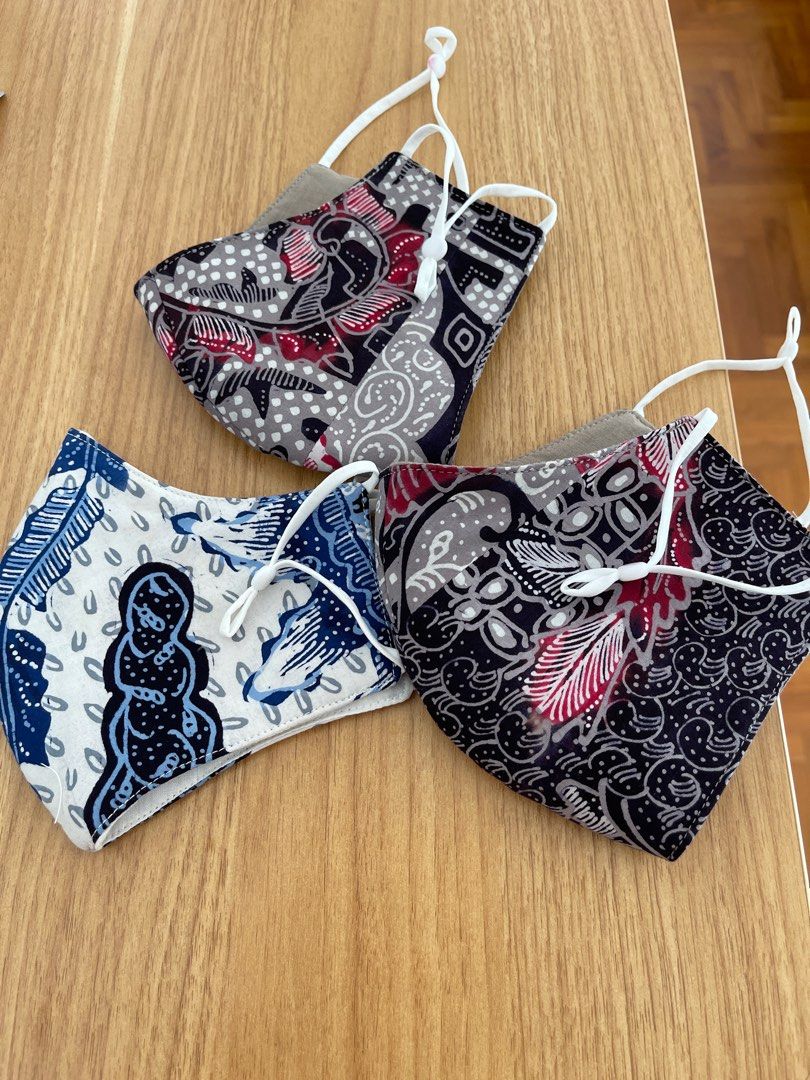 Handmade Batik Masks x3, Health & Nutrition, Face Masks & Face Shields ...