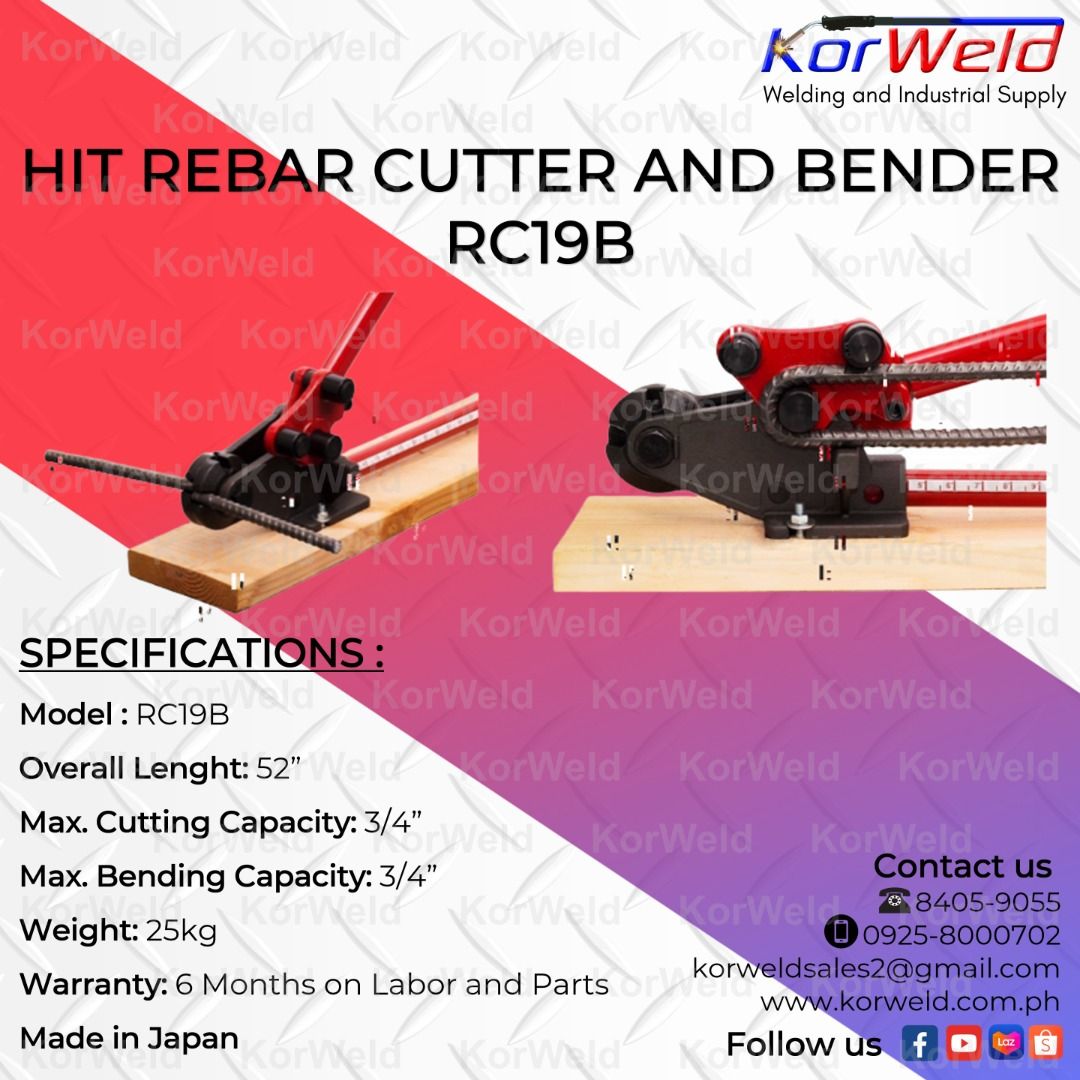 HIT Re-Bar Cutter & Bender RC 19-B Lenght: 1,320mm, Cutting Capacity ...