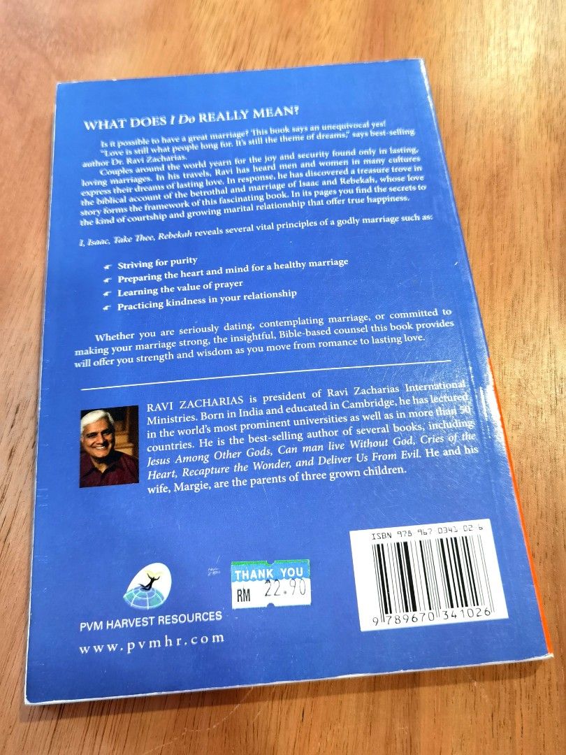 I Isaac Take Thee Rebecca Book By Ravi Zacharias, Hobbies & Toys, Books ...