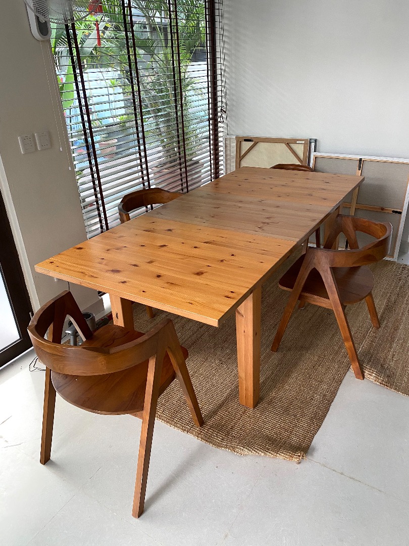 IKEA Stornas Solid Wood Brown Extendable Dining Table, Furniture & Home ...