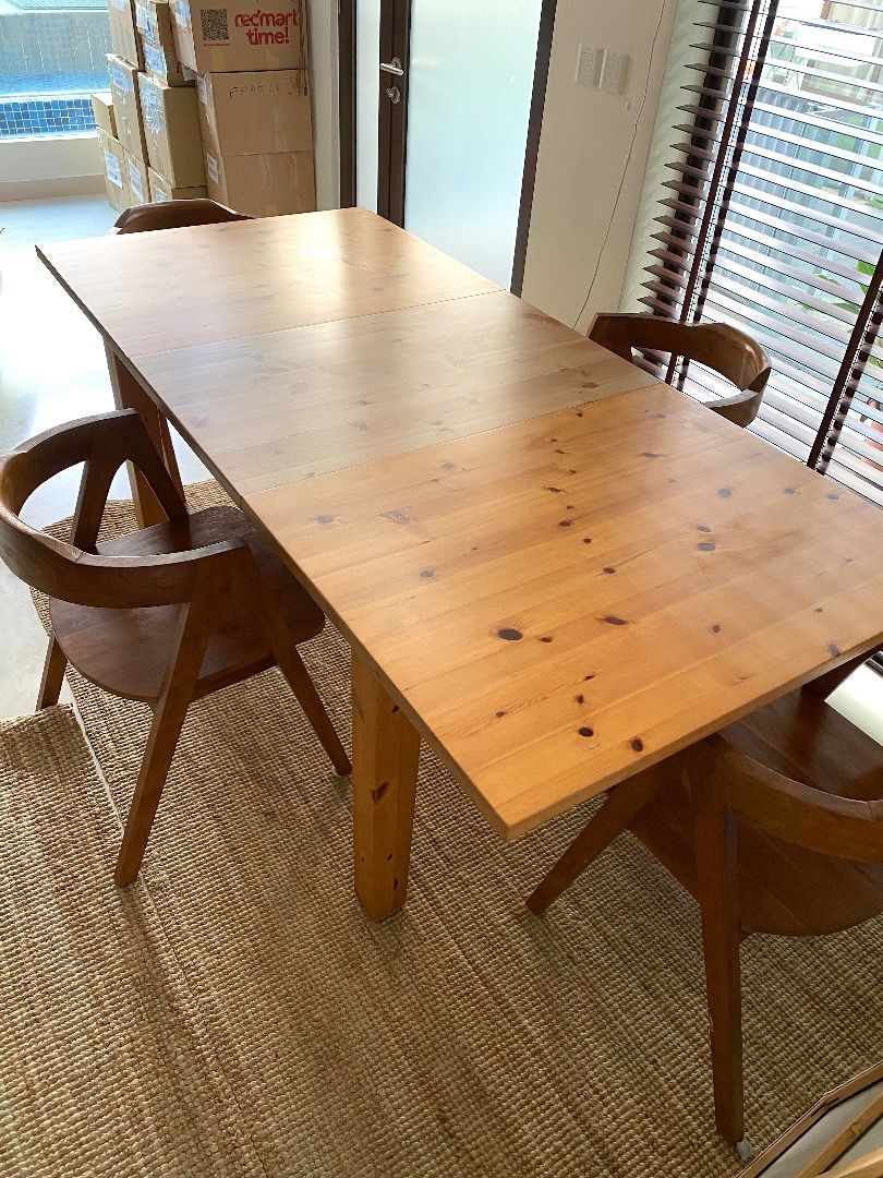 IKEA Stornas Solid Wood Brown Extendable Dining Table, Furniture & Home ...
