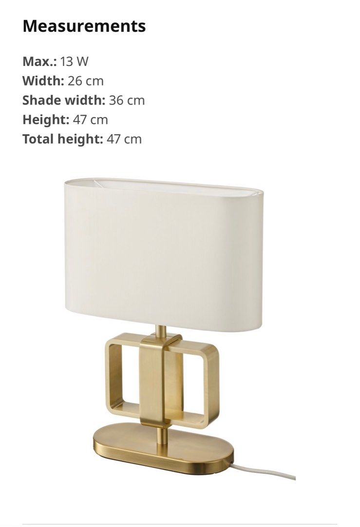 IKEA UPPVIND table lamp (brass-plated), Furniture & Home Living ...