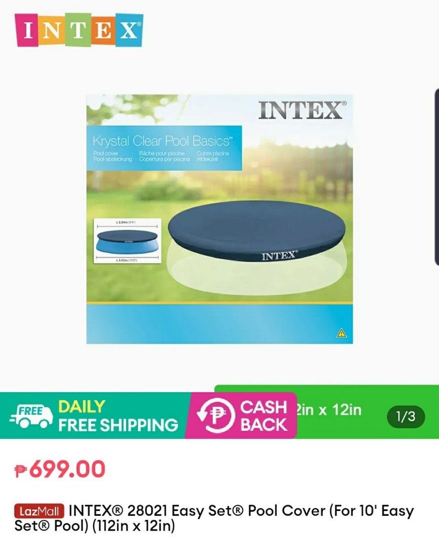 Intex Portable circular swmming pool with cover and trapal on Carousell