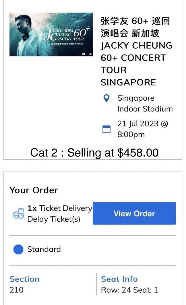 Jacky Cheung Singapore Concert, Tickets & Vouchers, Event Tickets on Carousell