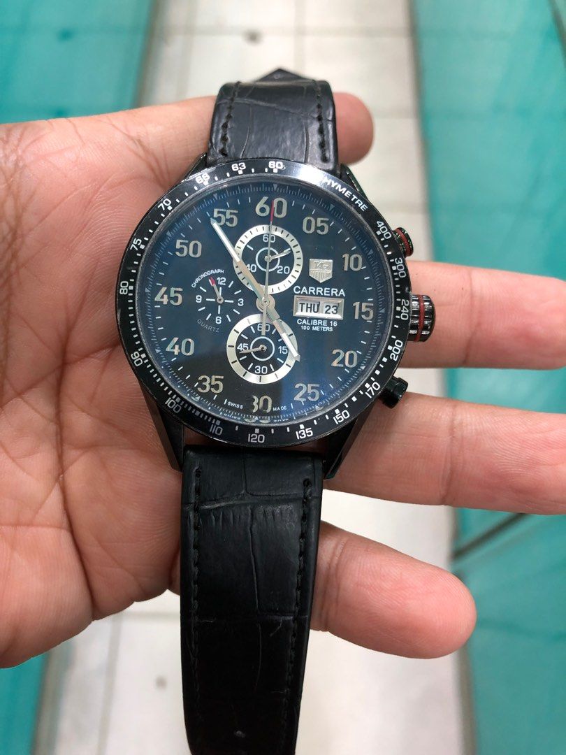 Jam tangan Tag Heuer qurtz chronograph jam sport pria, Fesyen Pria, Jam ...
