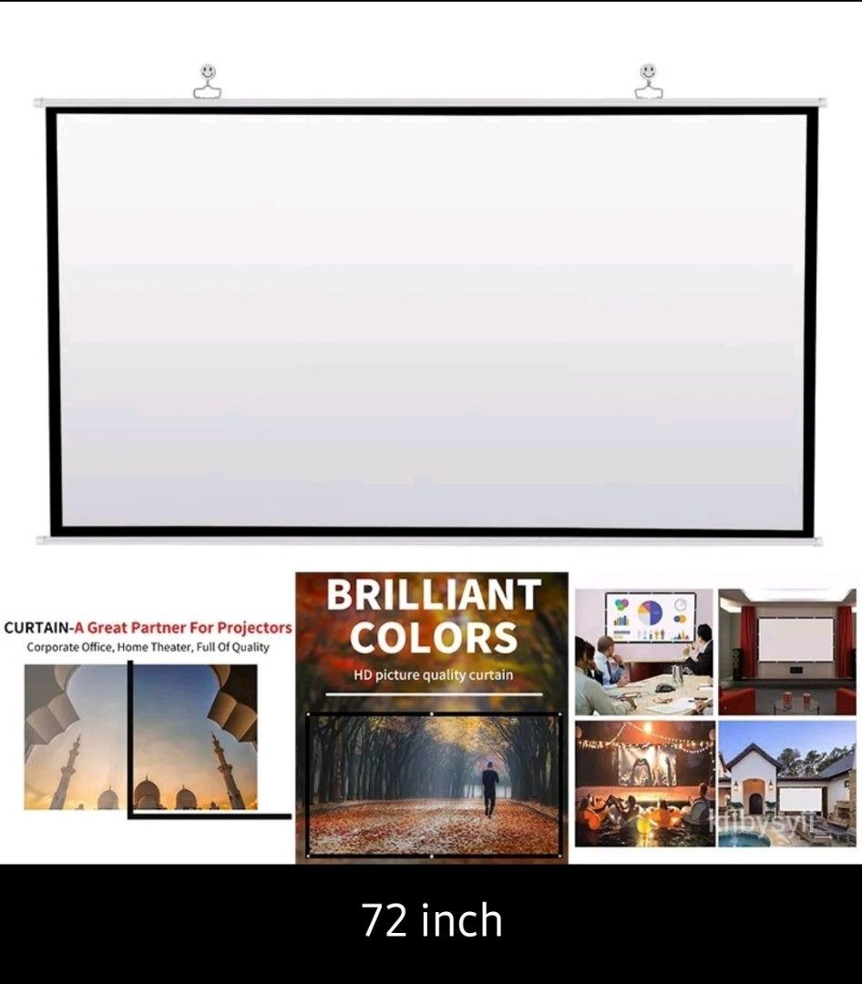 JMJG 72"x 16:9 Projector screen, TV & Home Appliances, TV ...