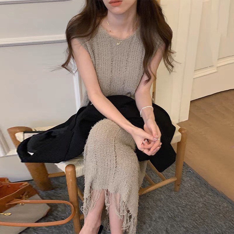 Korean Knit Long Dress on Carousell