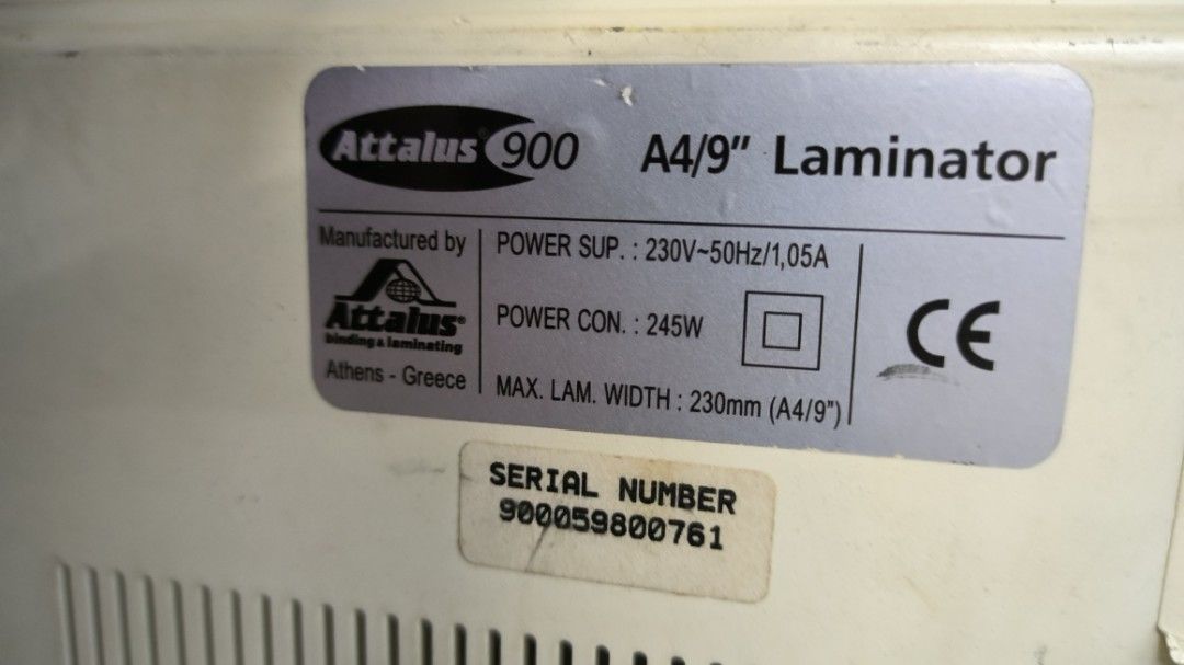Attalus 900 PH A4 230mm Office laminator 250 microns, 電腦＆科技, 商務用科技產品 - Carousell