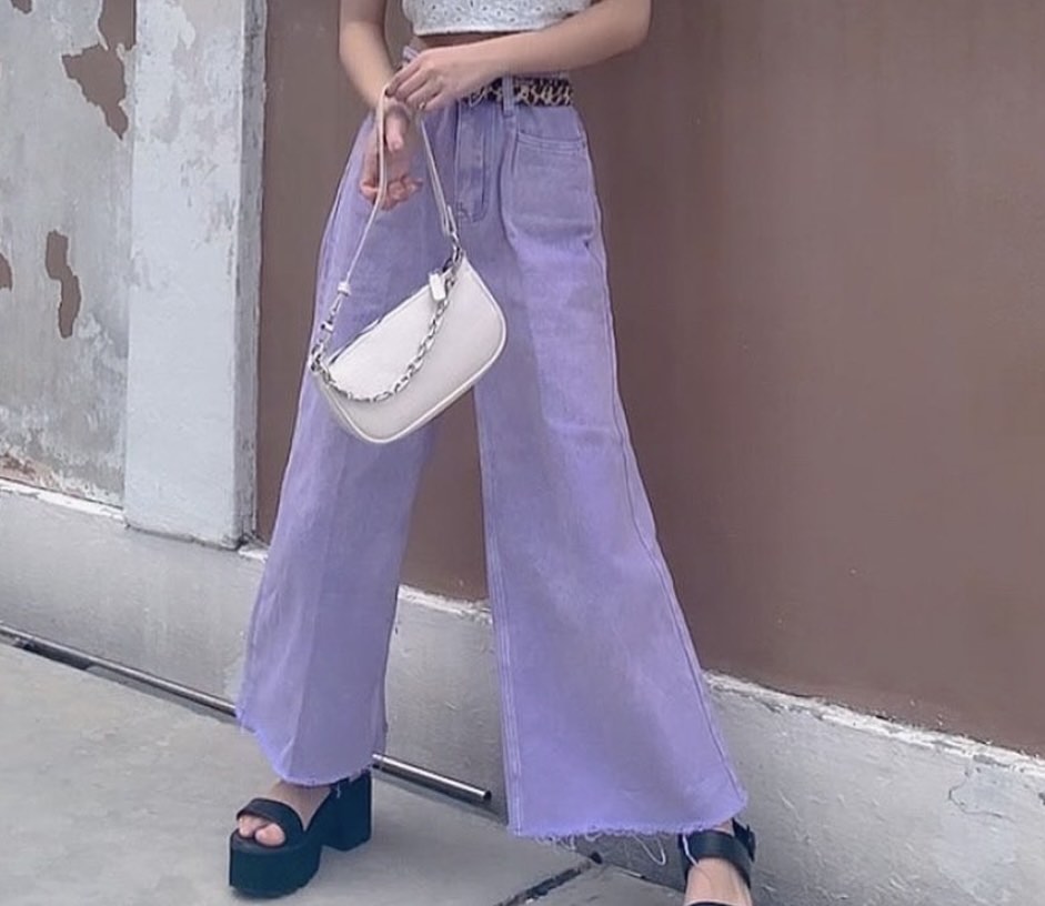 Light purple denim wide jeans, Women's Fashion, Bottoms, Jeans ...