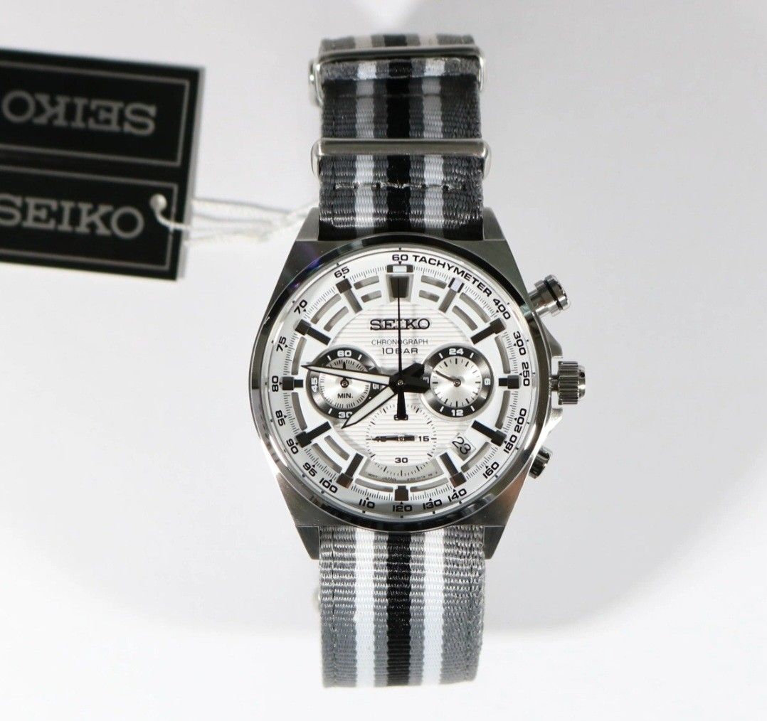 *Lowest Price*Seiko Sports SSB401 Men's Chronograph White Dial Nylon ...