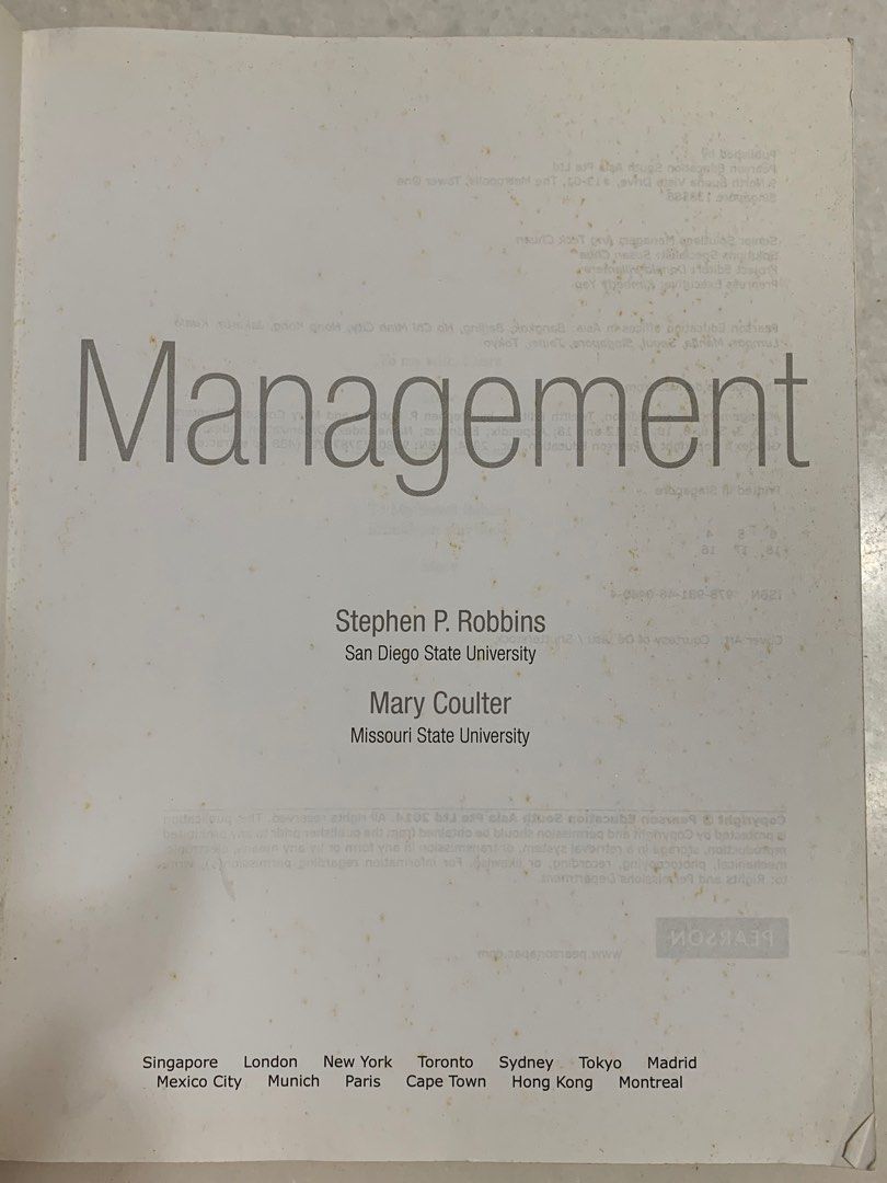 Management textbook by Stephen Robbins , Mary Coulter, Hobbies & Toys ...