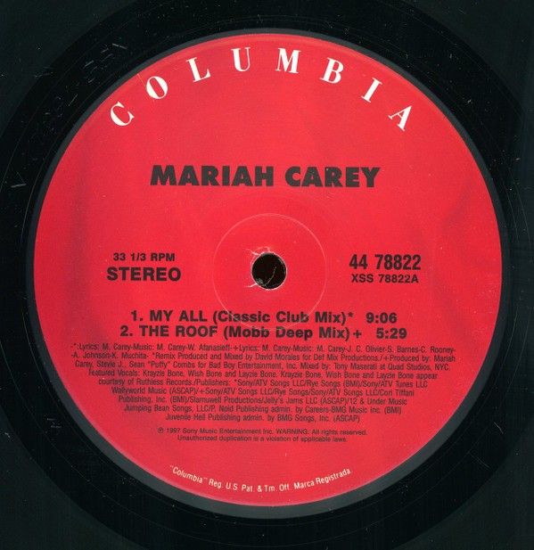 MARIAH CAREY - MY ALL / BREAKDOWN 12" singles vinyl (pre-loved ...