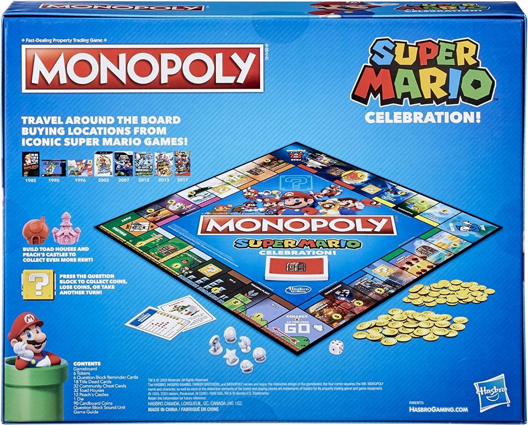 MONOPOLY Super Mario Celebration Edition Board Game for Super Mario ...