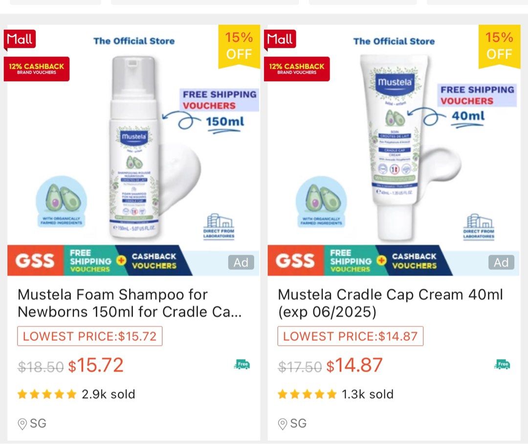 Mustela Shampoo and cream (Cradle Cap series), Babies & Kids, Bathing ...