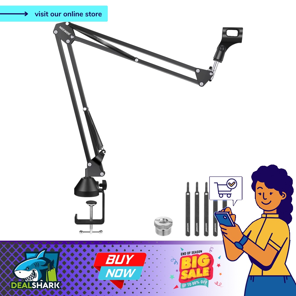 NEEWER Microphone Arm Stand, Suspension Boom Scissor Mic Arm Stand with ...