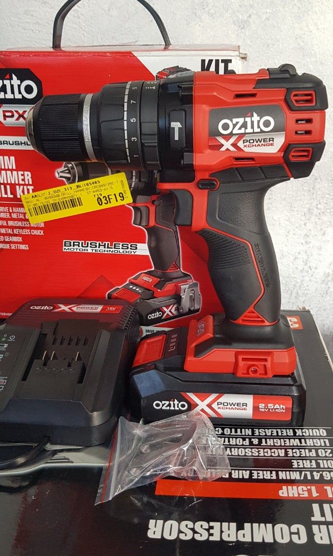 Ozito 18v cordless brushless hammer drill driver kit, Commercial ...