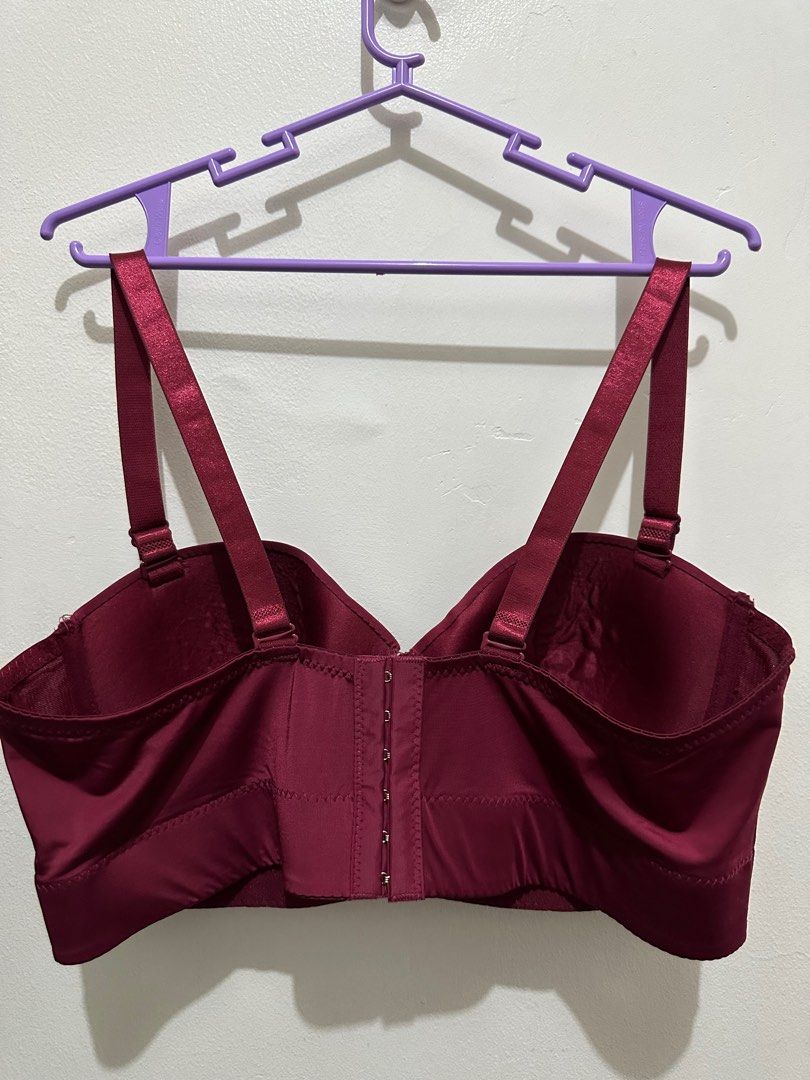 Plus Size Corset Bra Maroon - Size 46 / 105D on Carousell