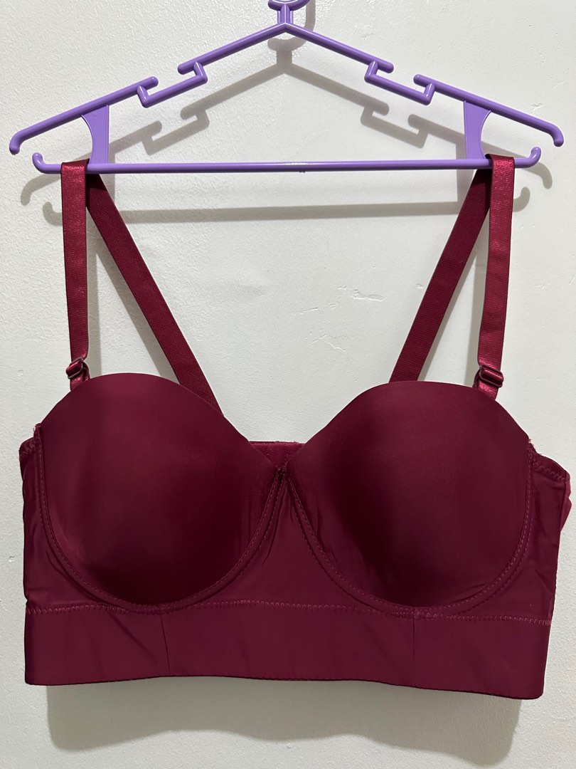 Plus Size Corset Bra Maroon - Size 46 / 105D on Carousell