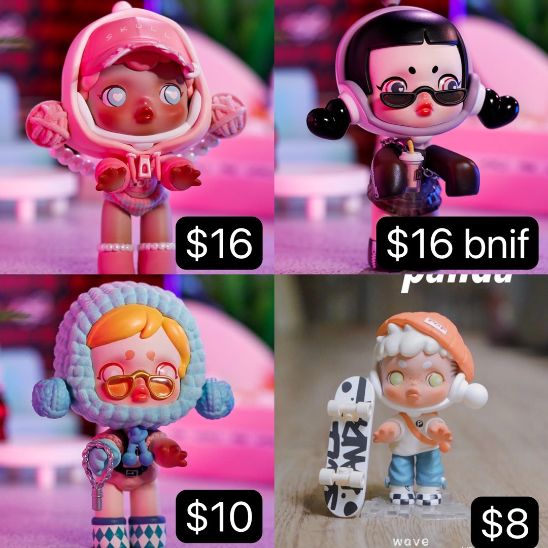Popmart Skullpanda pink girl / milk tea girl / elegant girl/ skater boy ...