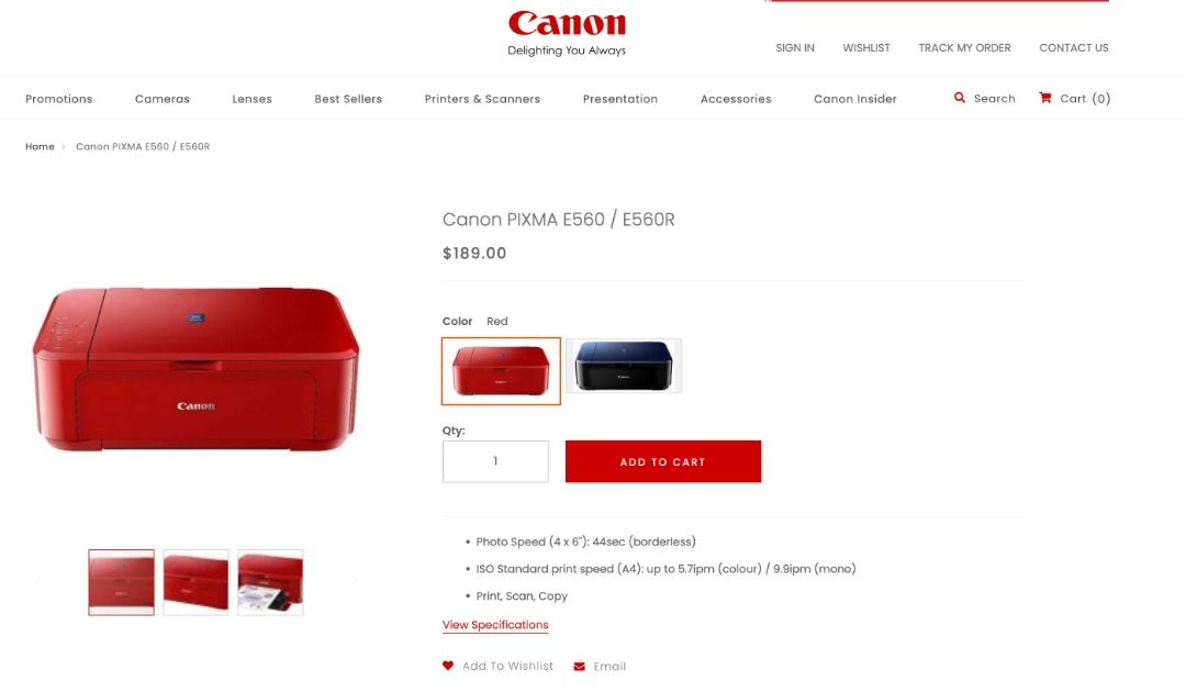 Printer Canon Pixma E560R Red, Computers & Tech, Printers, Scanners ...