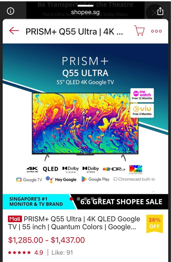 PRISM+ Q55 Ultra | 4K QLED Google TV | 55 inch 2023 Q-series Ultra*, TV ...