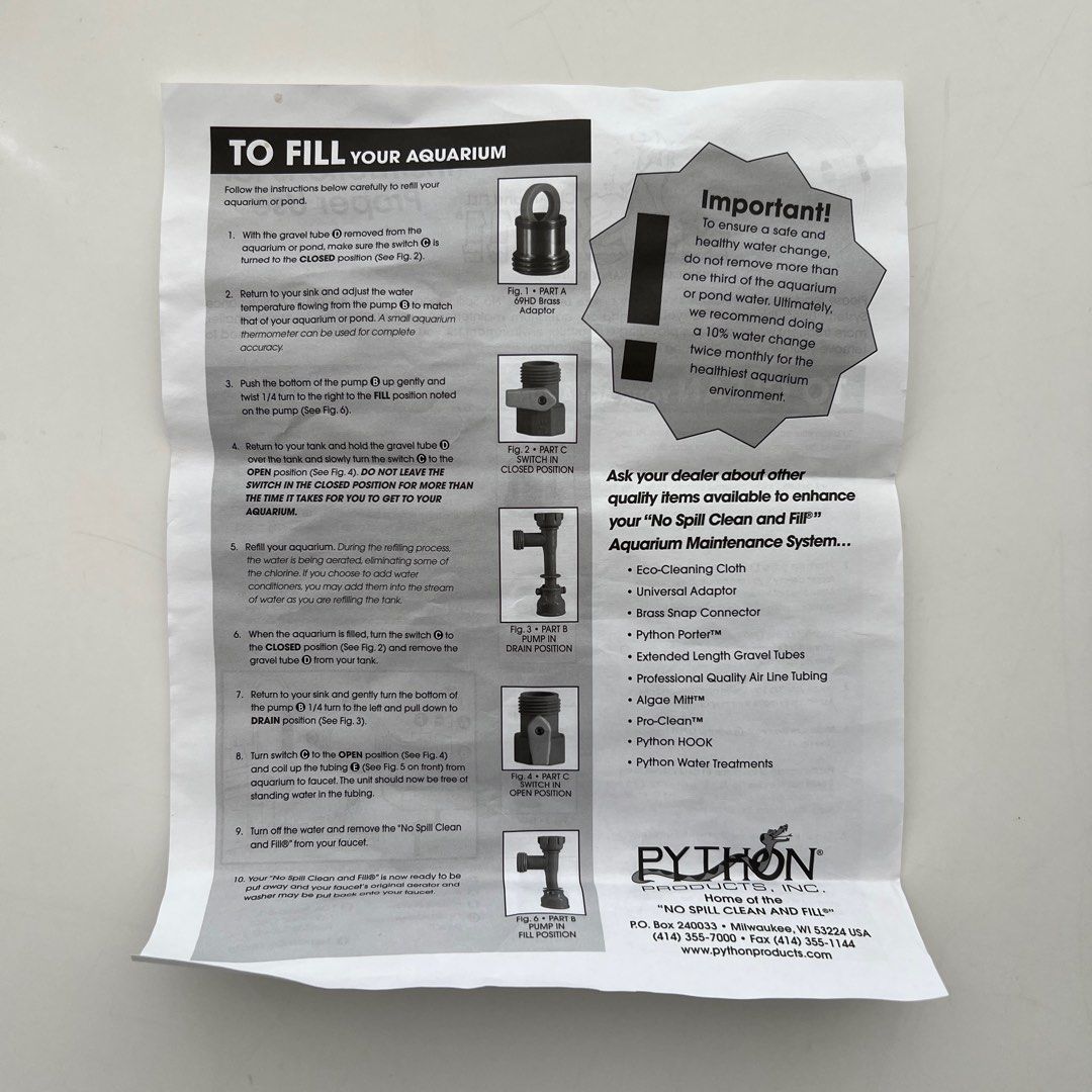 Python No Spill Clean and Fill Aquarium Maintenance System, Pet ...