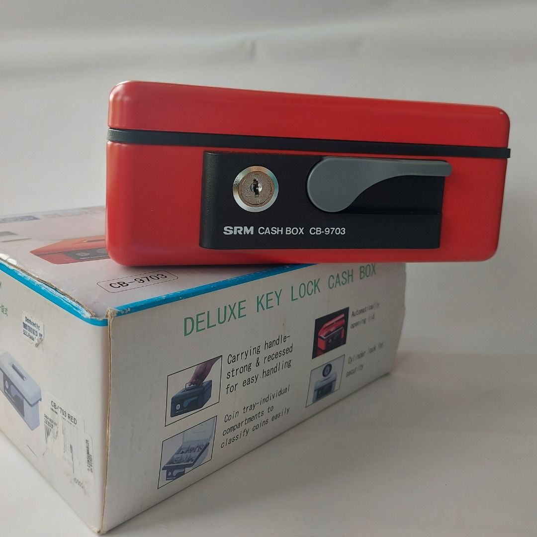 Red Cashbox | Deluxe Key Lock Cash Box | CB-9703 on Carousell
