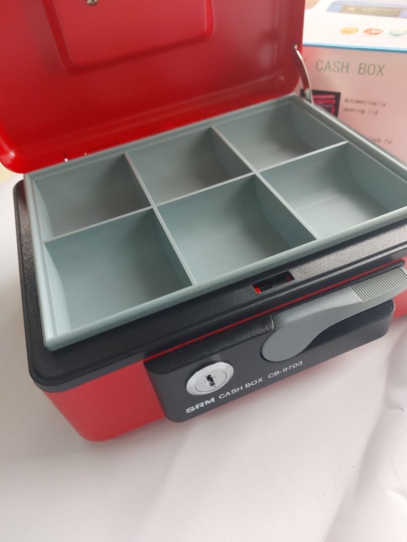 Red Cashbox | Deluxe Key Lock Cash Box | CB-9703 on Carousell