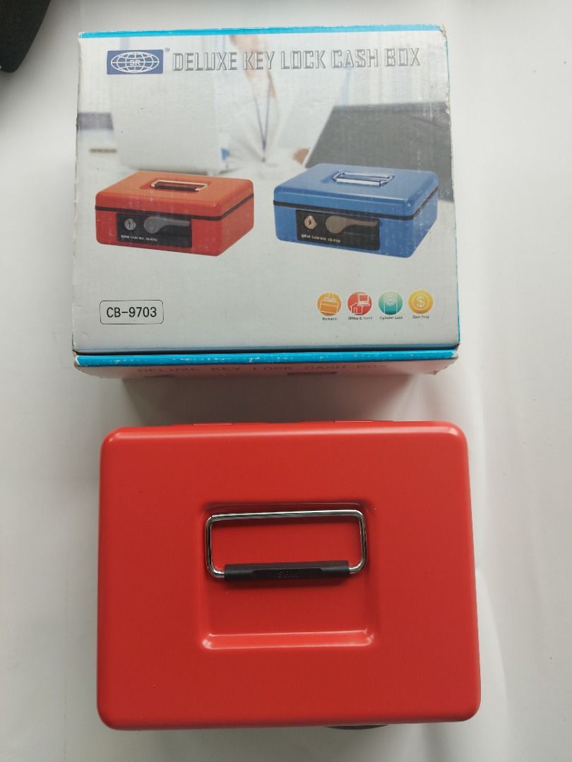 Red Cashbox | Deluxe Key Lock Cash Box | CB-9703 on Carousell
