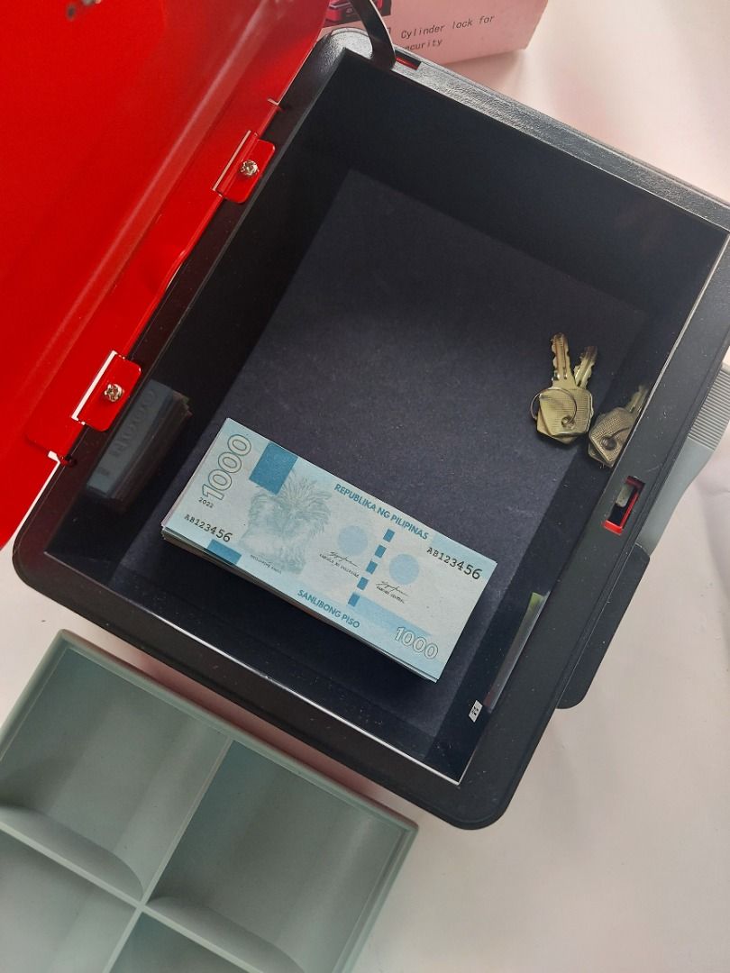 Red Cashbox | Deluxe Key Lock Cash Box | CB-9703 on Carousell