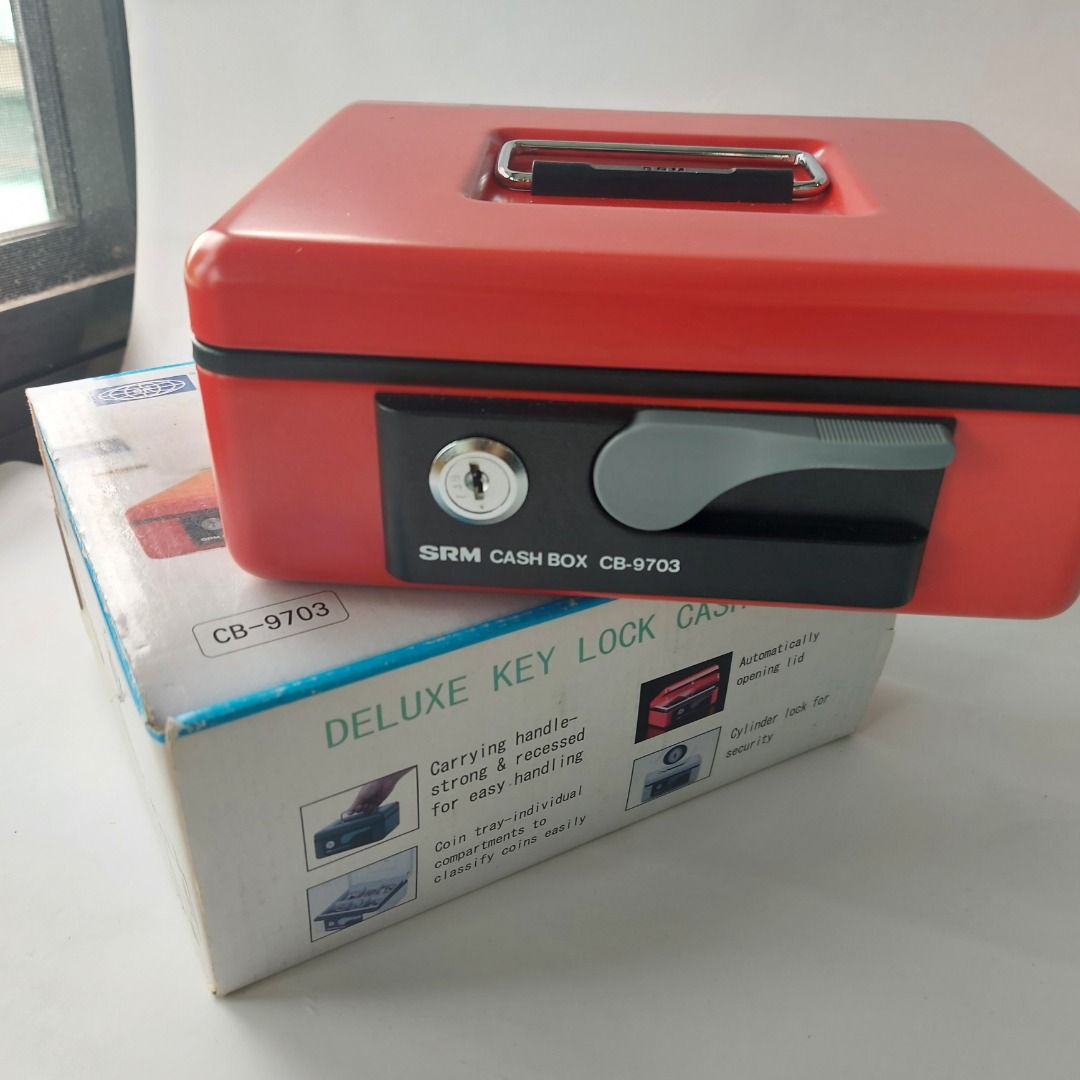 Red Cashbox | Deluxe Key Lock Cash Box | CB-9703 on Carousell