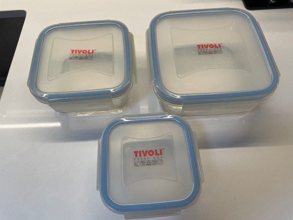Set of three Tivoli glass food containers, Furniture & Home Living ...