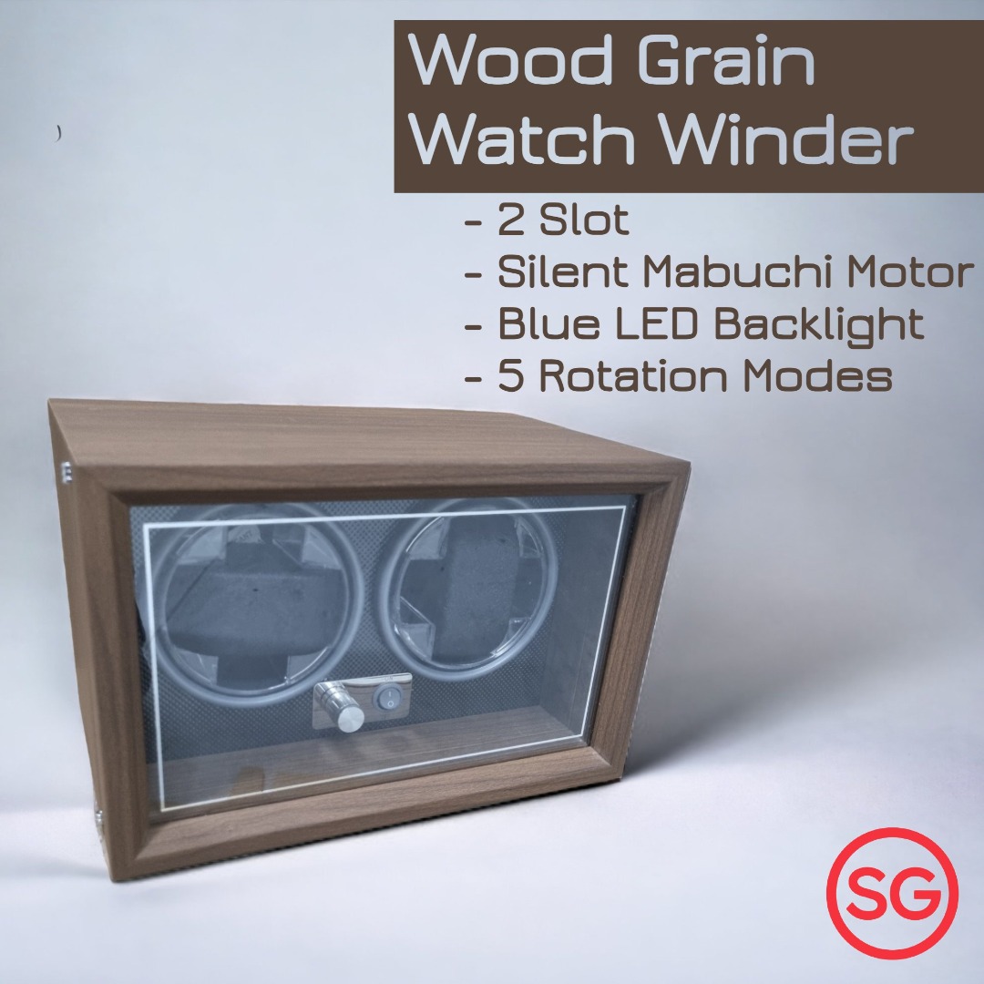 [SG Stock] Watch Winder Box Double Slot Wood Grain Automatic Vertical ...