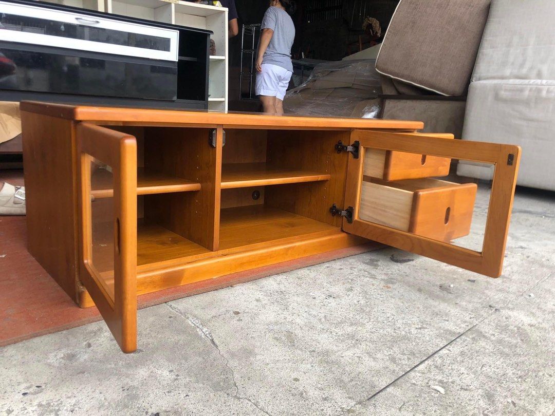 Solid wood classic tv rack with drawers on Carousell