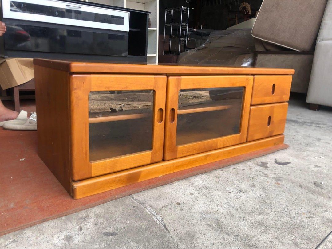 Solid wood classic tv rack with drawers on Carousell