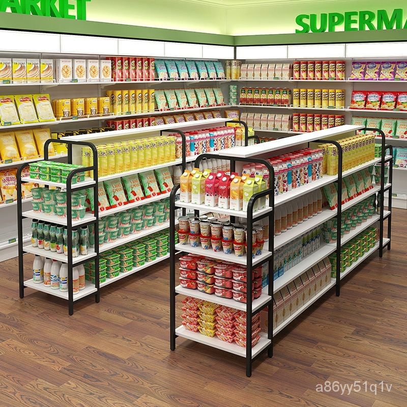 Supermarket Shelf Display Rack Multi-Layer Convenience Store Steel Wood Canteen Maternal and ...