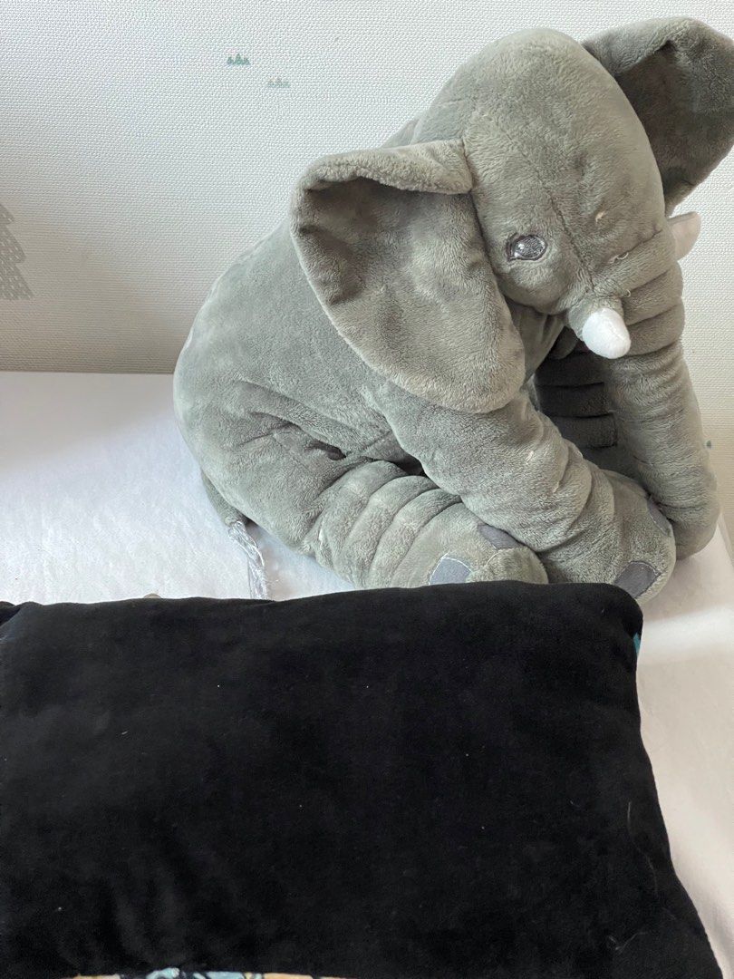 Take both: Elephant with tusk stuffed toy & marvel pillow on Carousell