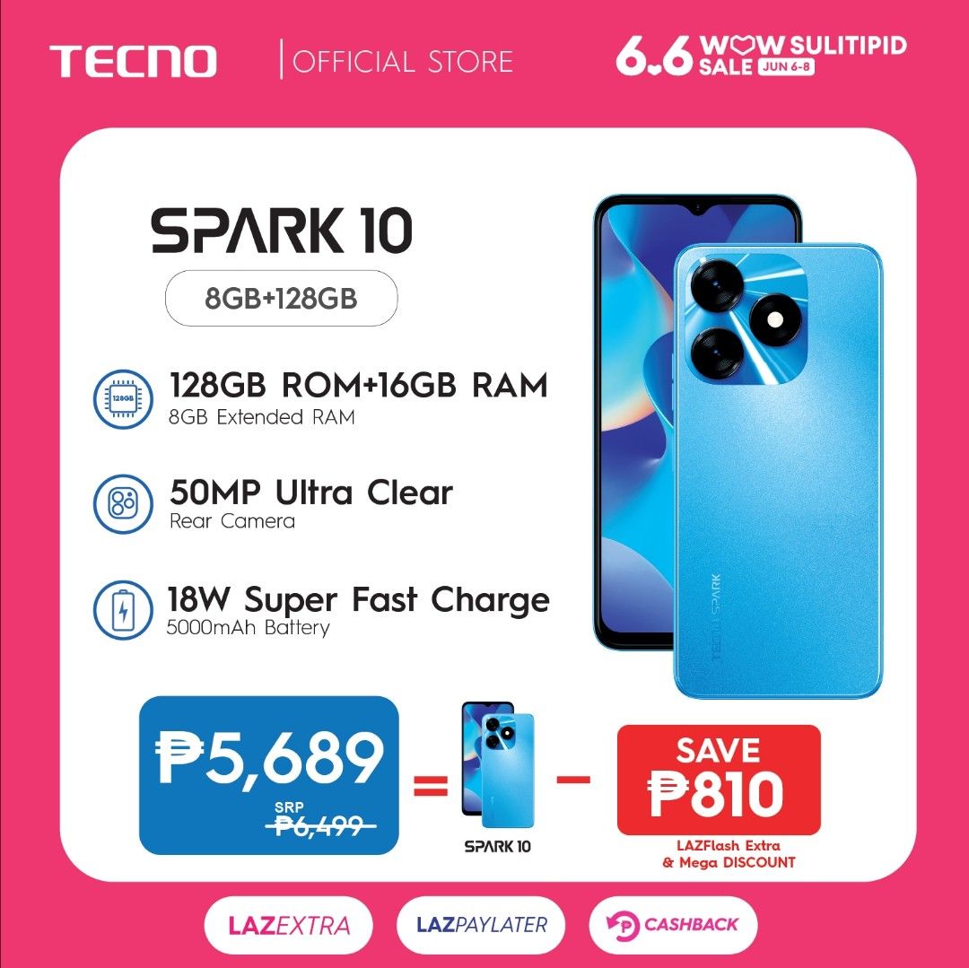Tecno Spark GB RAM GB ROM GB RAM GB ROM W Super Fast Battery MAh