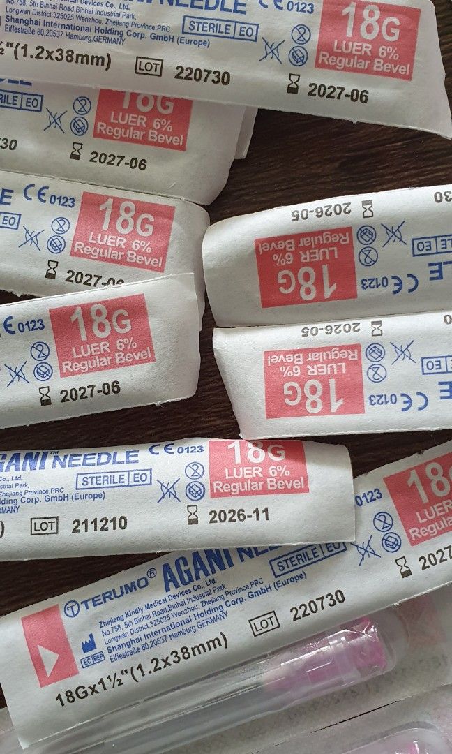 Terumo Agani needle 18g Luer, Health & Nutrition, Medical Supplies ...