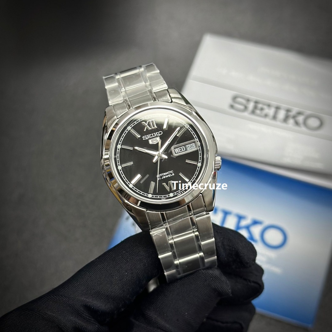 [Time Cruze] Seiko 5 SNKL55 Automatic 21 Jewels Stainless Steel Black ...