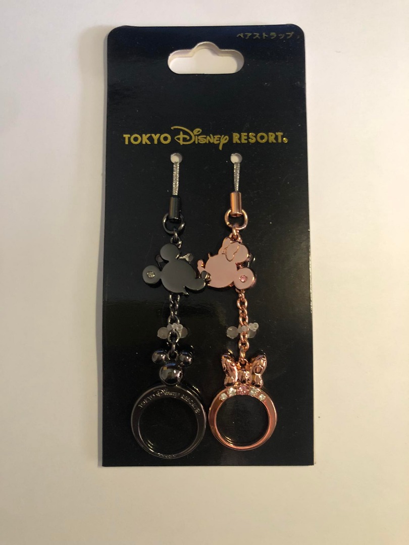 Tokyo Disney Resort Minnie and Mickey Glossy Keychain Pair Black and ...