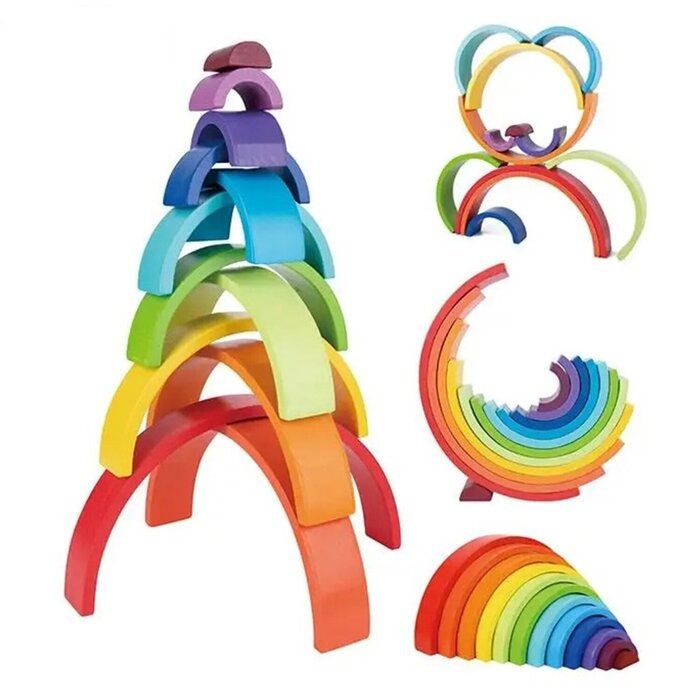 TOOKY TOY CO 12個裝彩虹橋 Rainbow Stacker 12pcs, 興趣及遊戲, 玩具 & 遊戲類 - Carousell