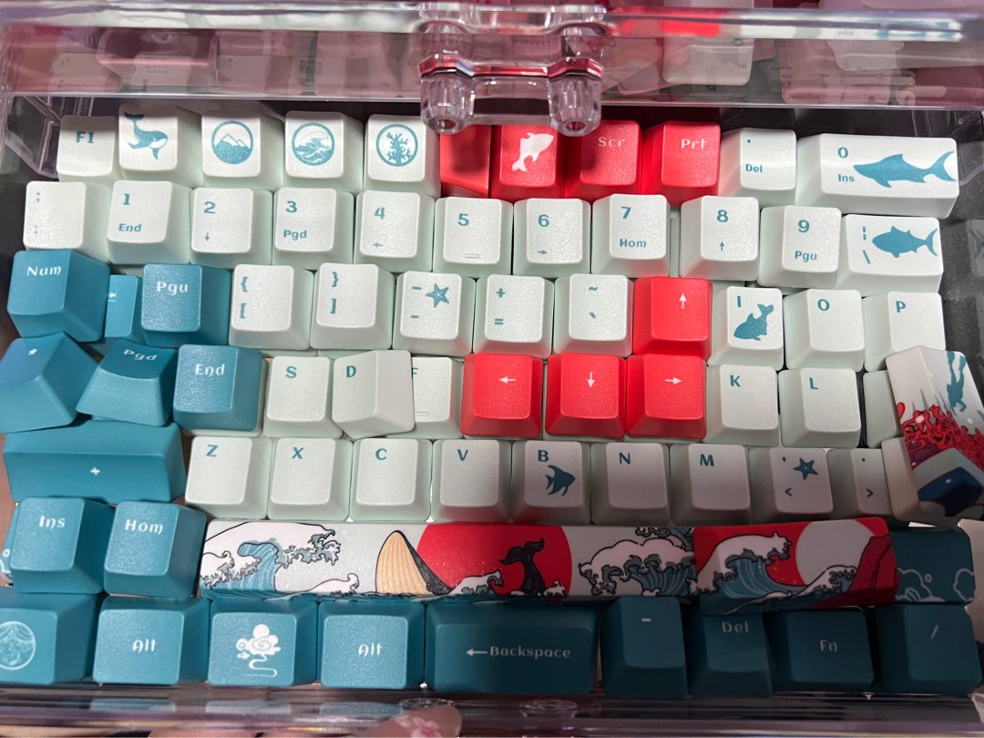 Ukiyo-e Sea Waves Coral Keycaps PBT OEM, Computers & Tech, Parts ...