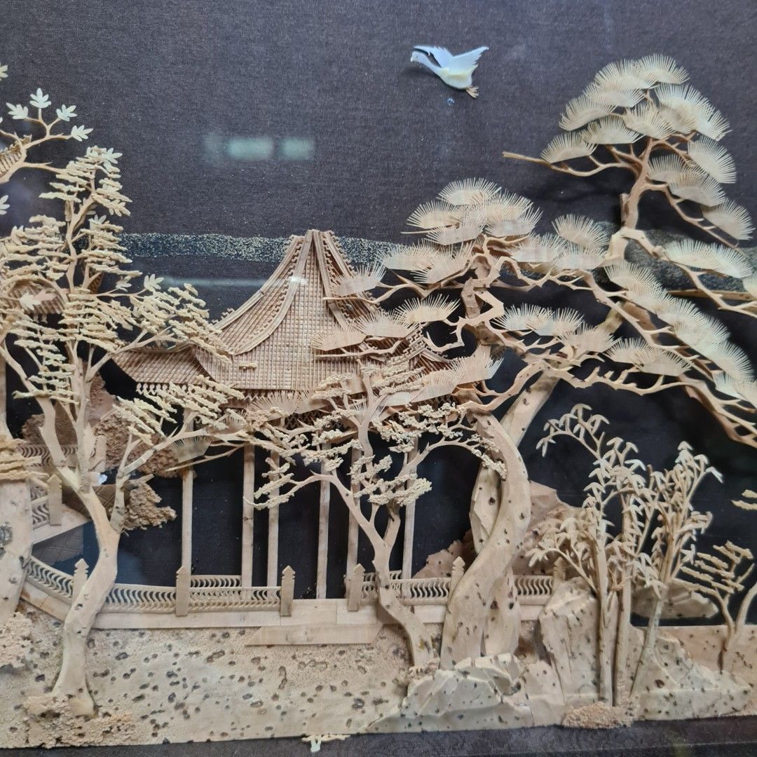 VINTAGE LARGE 20th CENTURY CHINESE HAND CARVED CORK ART FUZHOU ...