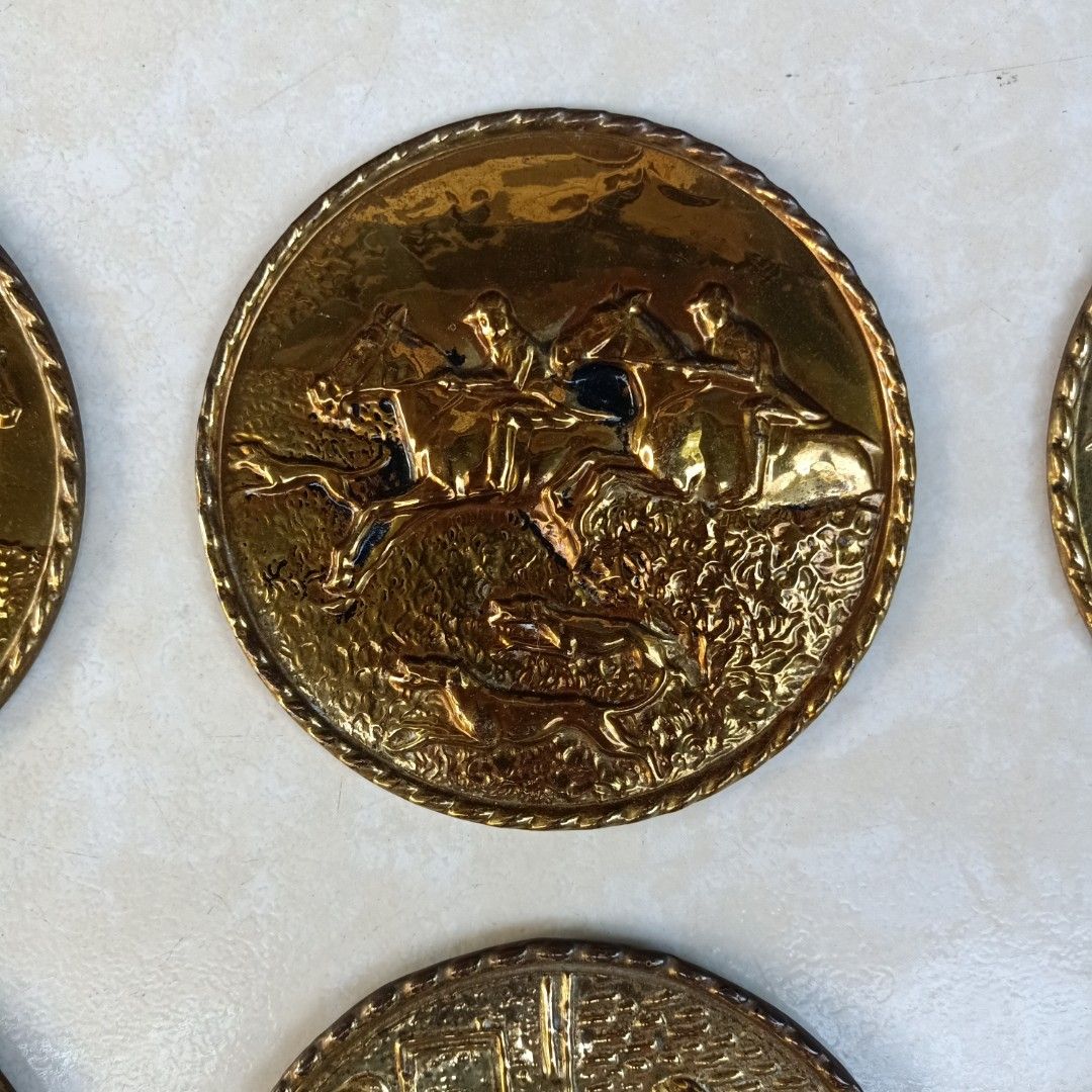 Vintage Peerage Embossed Brass Wall Hanging Plates on Carousell