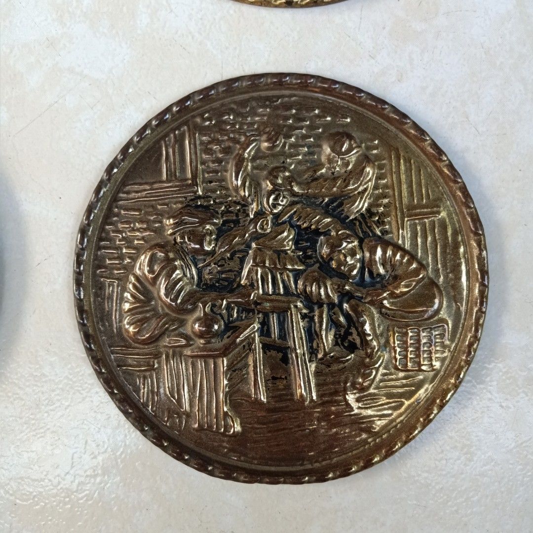 Vintage Peerage Embossed Brass Wall Hanging Plates on Carousell